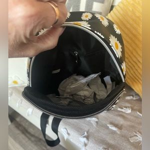Bags | Super Cute Black With Daisy Patterned Small Backpack | Poshmark